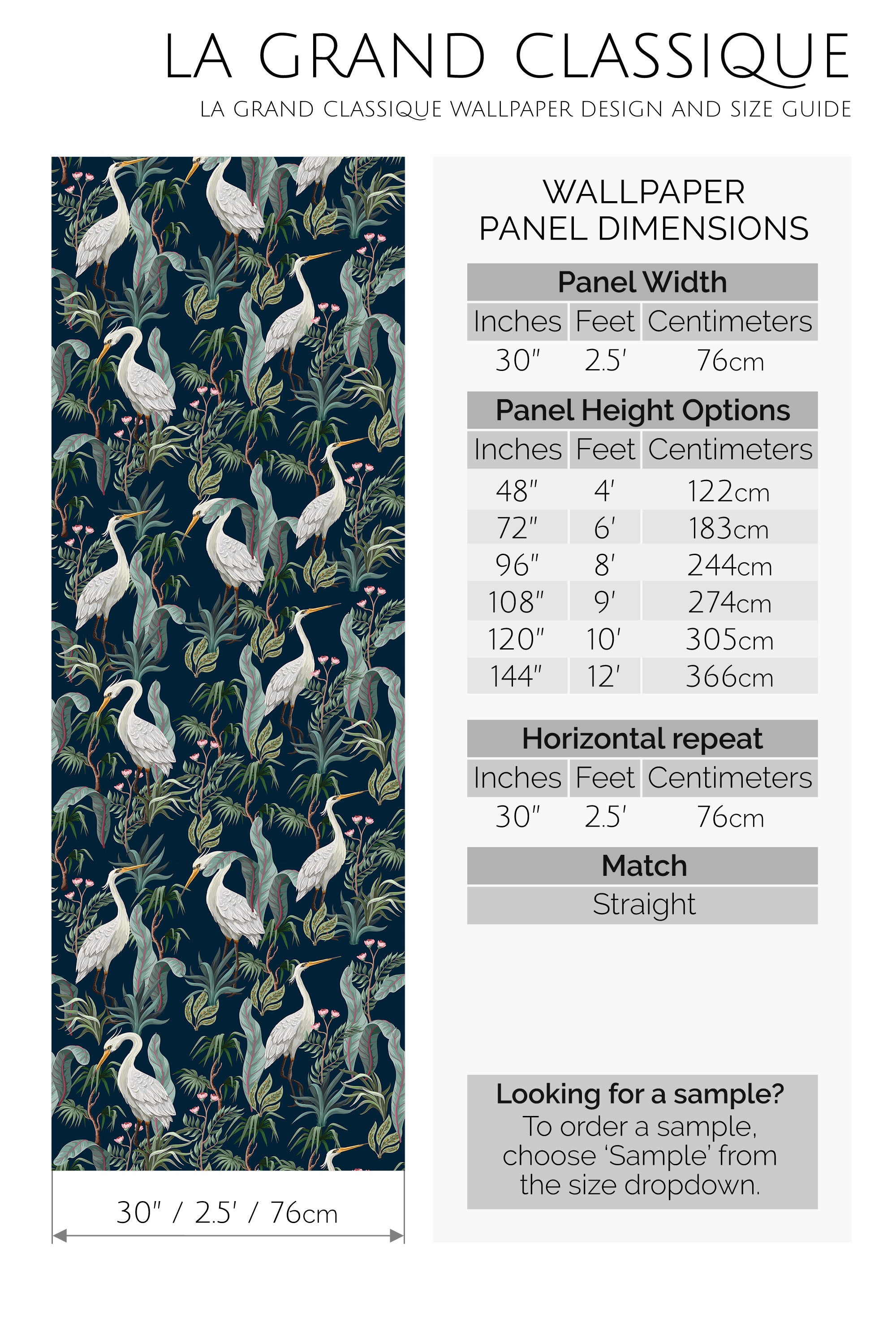 Crane Pattern Removable or Traditional Wallpaper – La Grand Classique