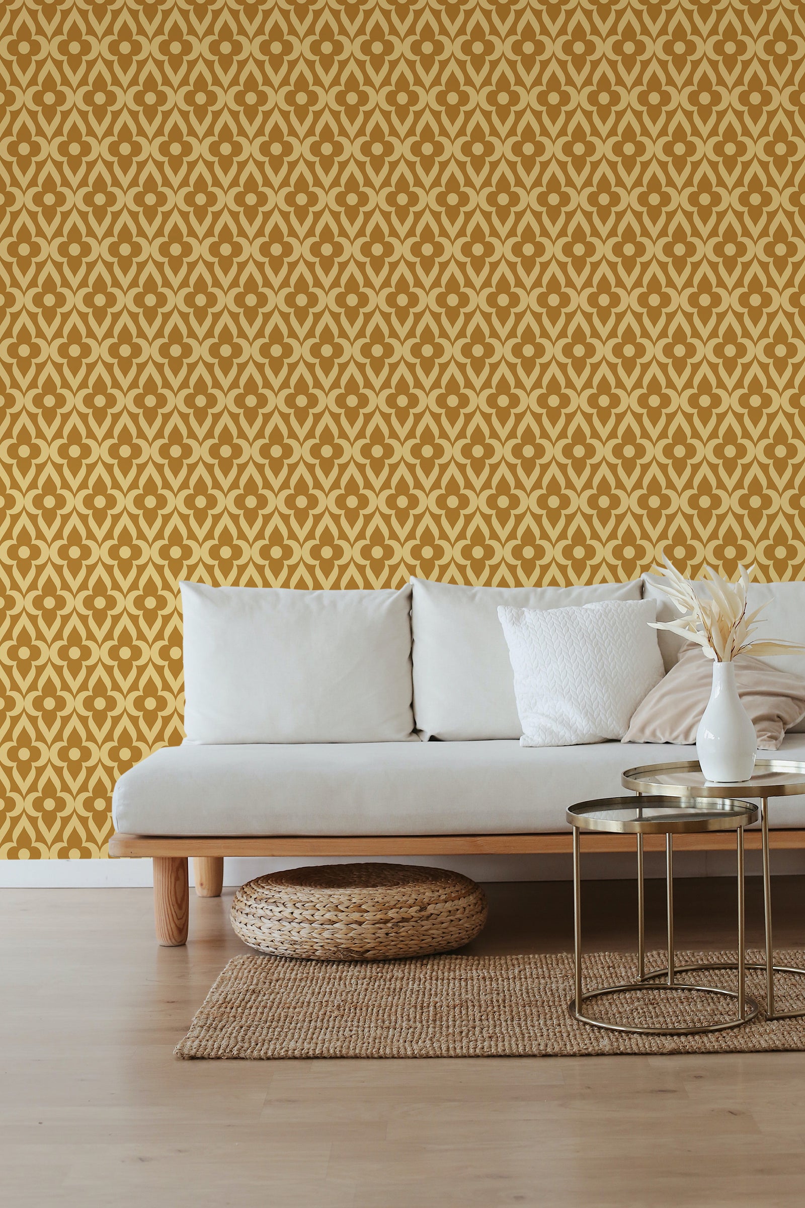 Yellow retro Peel and Stick Removable Wallpaper