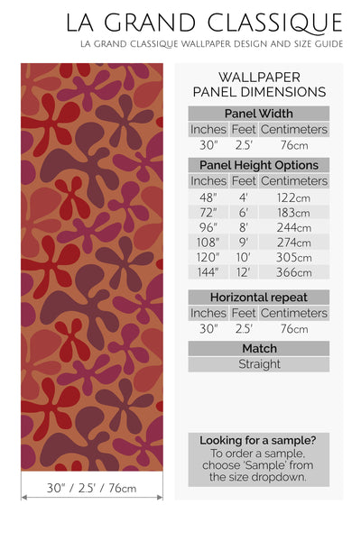 Red floral shapes Peel and Stick Removable Wallpaper