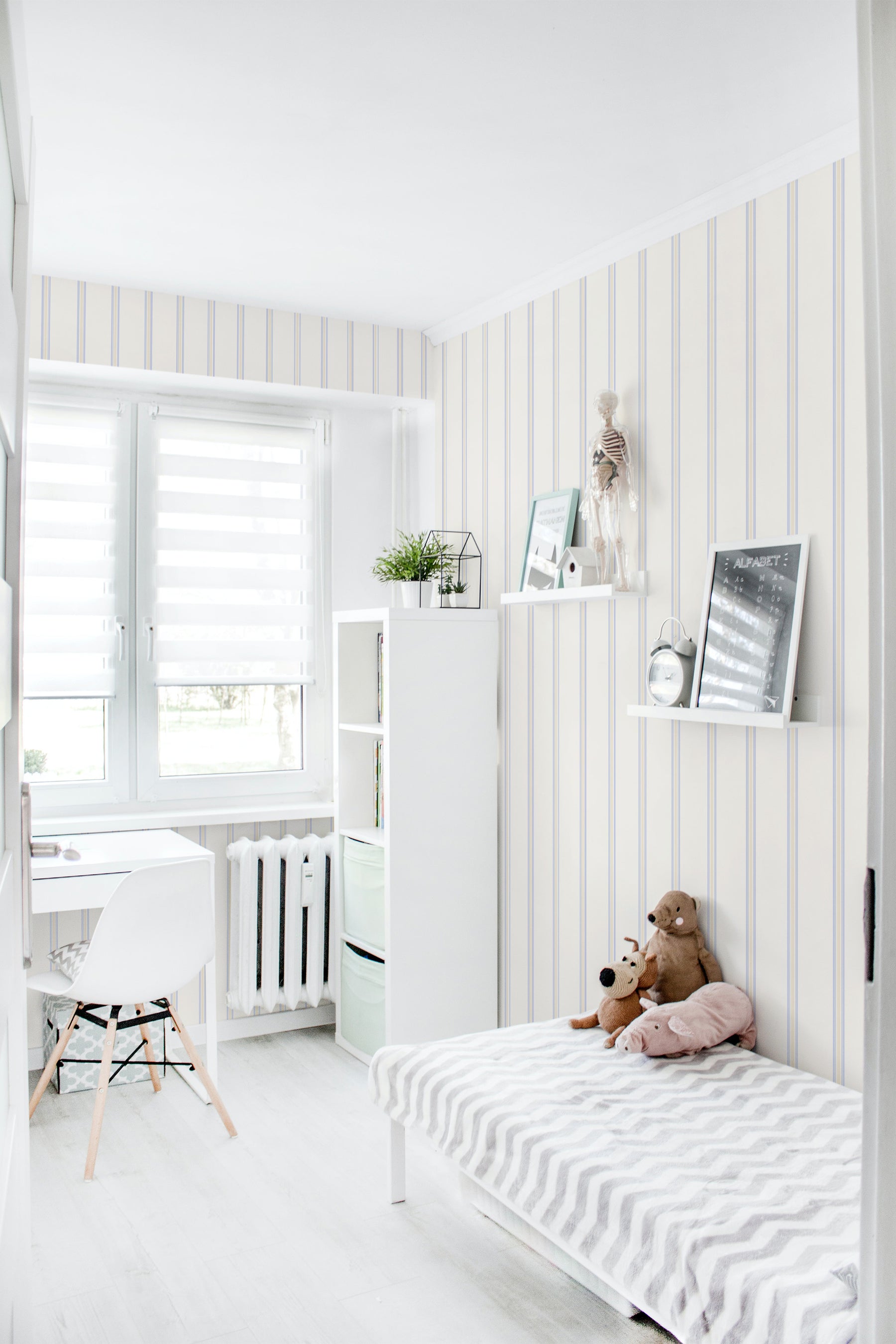 Classic Light French Stripes Removable or Traditional Wallpaper