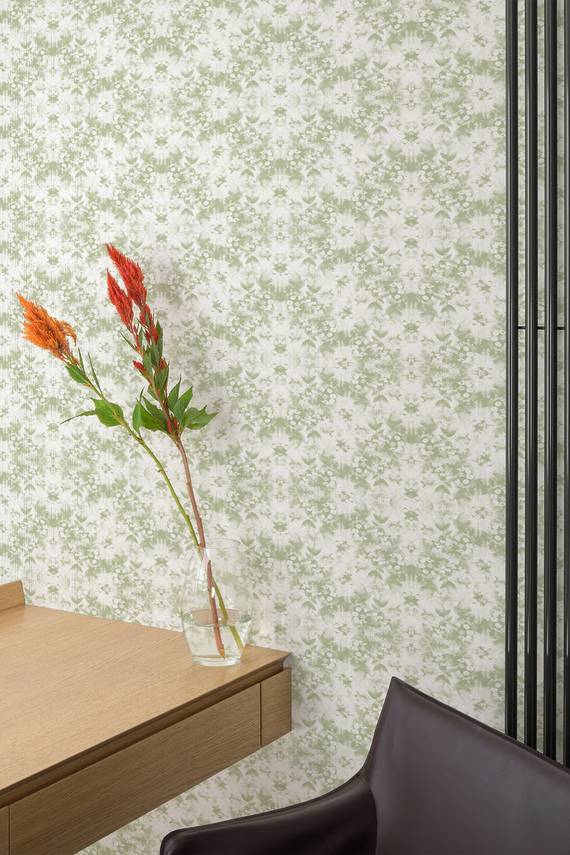 Subtle Green Florals Peel and Stick Removable Wallpaper