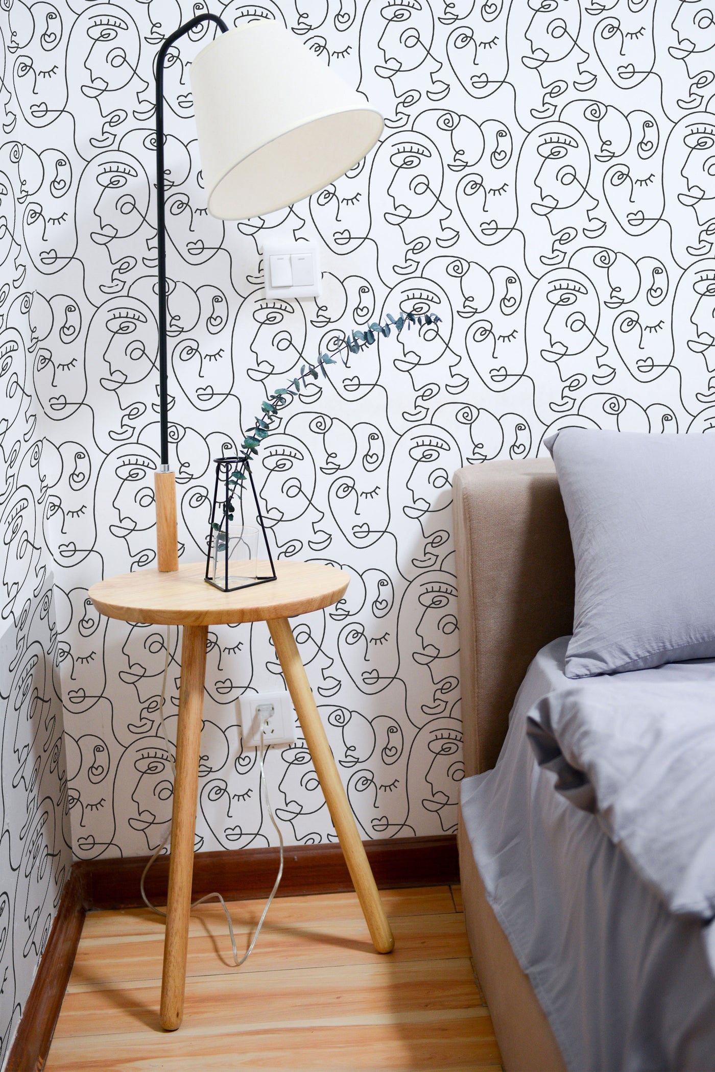 Face line art Peel and Stick Removable Wallpaper