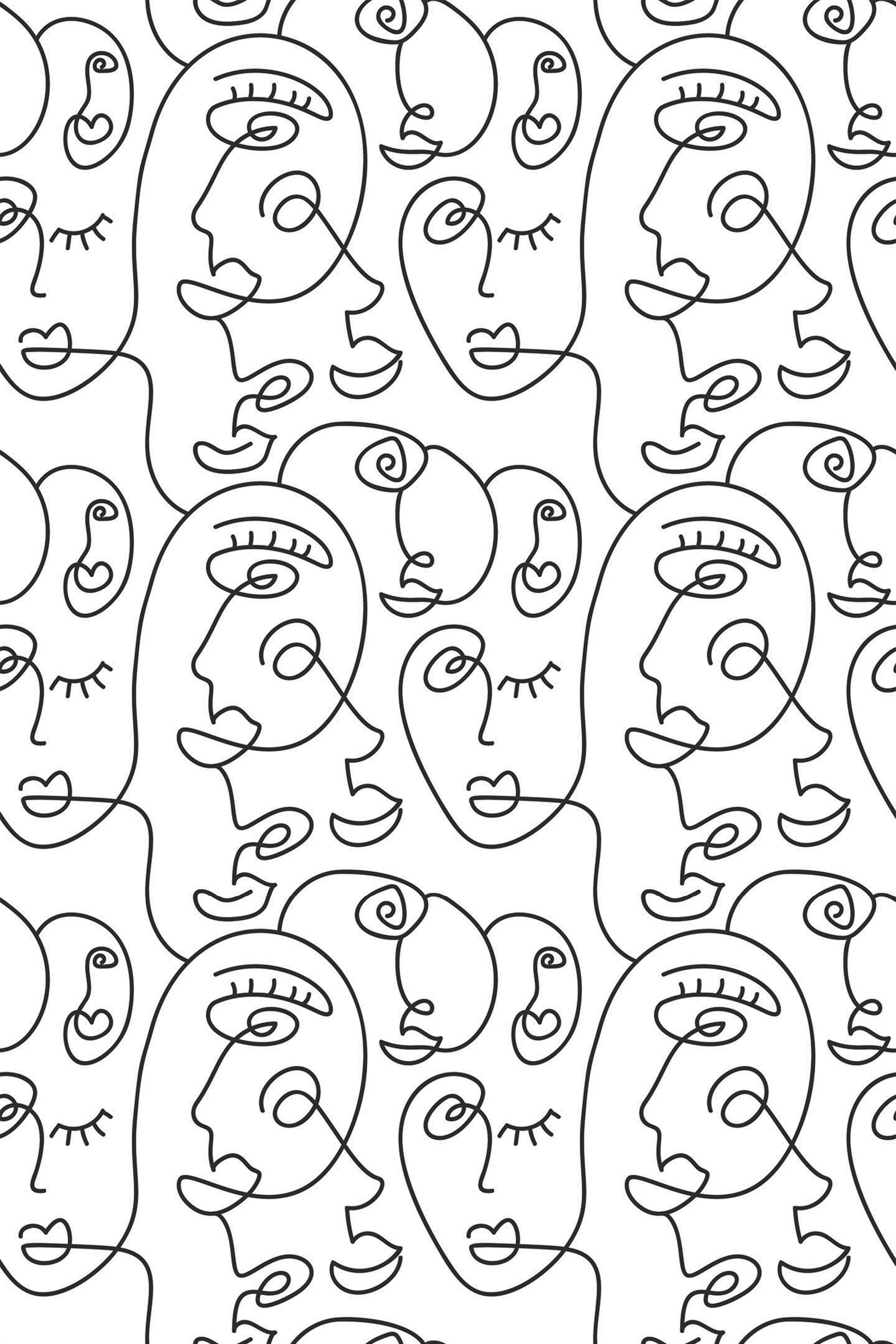 Face Line Art Removable or Traditional Wallpaper – La Grand Classique