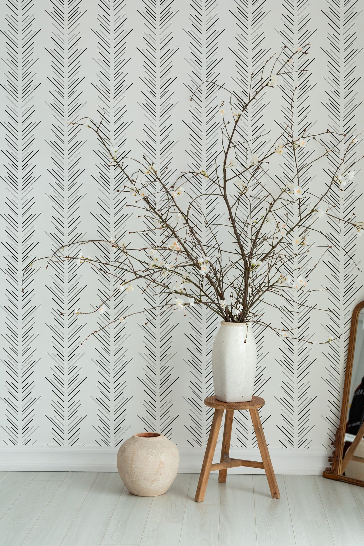 Herringbone lines Peel and Stick Removable Wallpaper