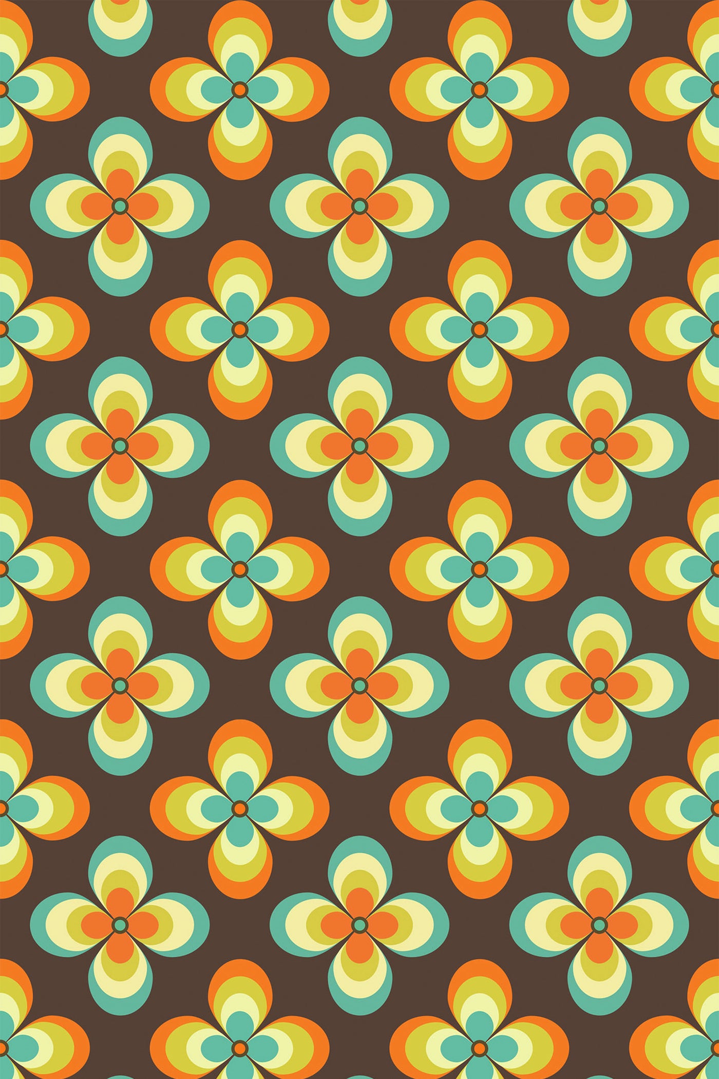 Colorful retro flower Peel and Stick Removable Wallpaper