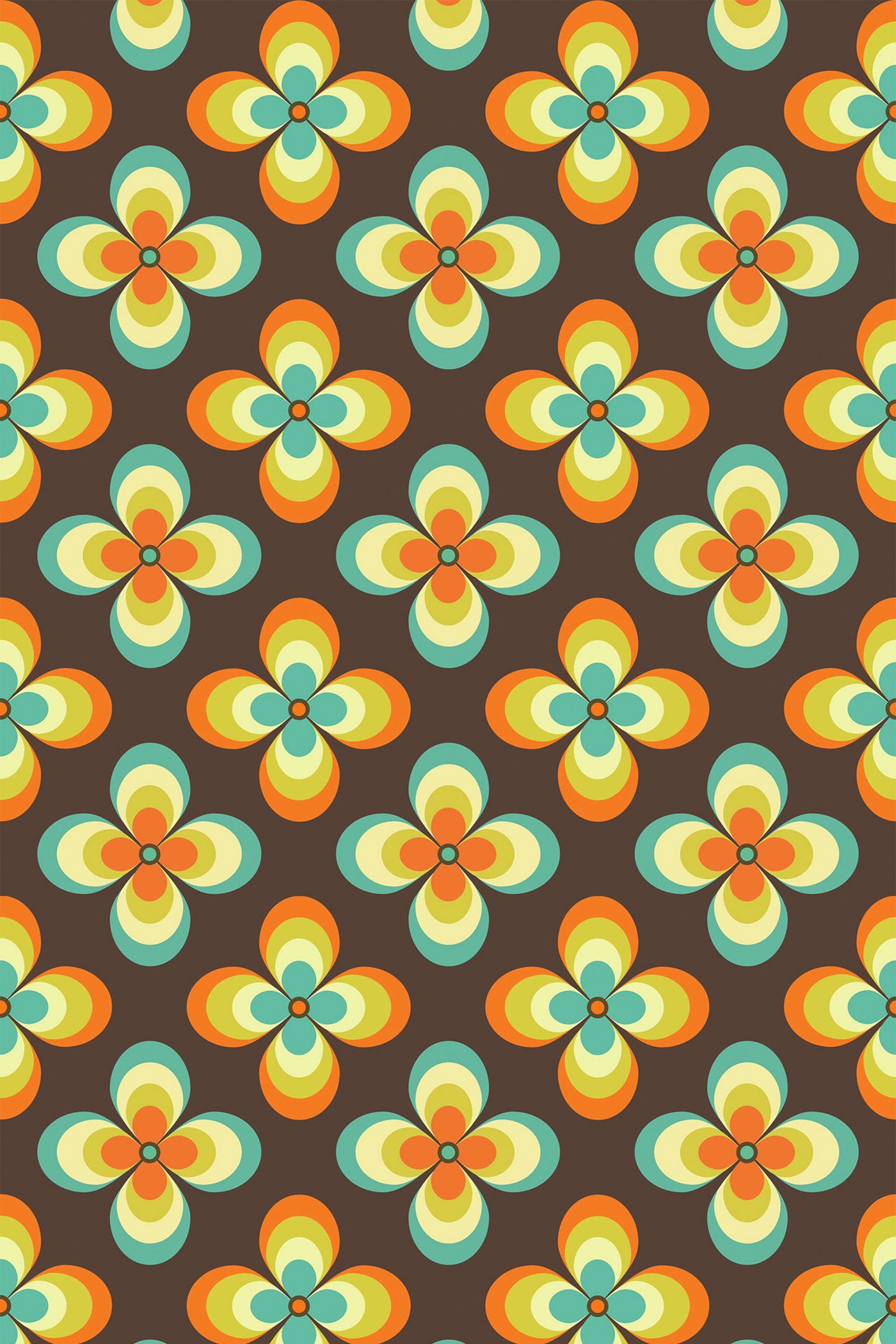 Colorful retro flower Peel and Stick Removable Wallpaper