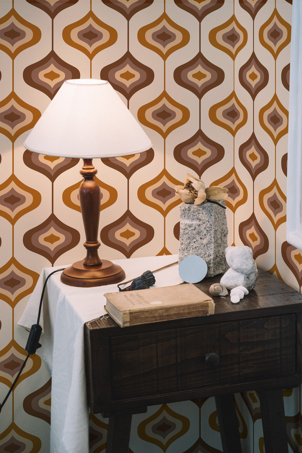 Brown 70s Peel and Stick Removable Wallpaper