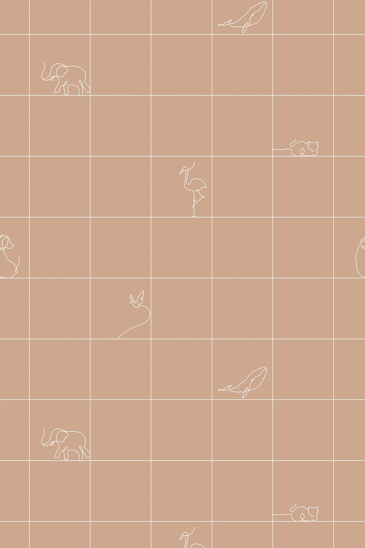 Minimal grid animals Peel and Stick Removable Wallpaper