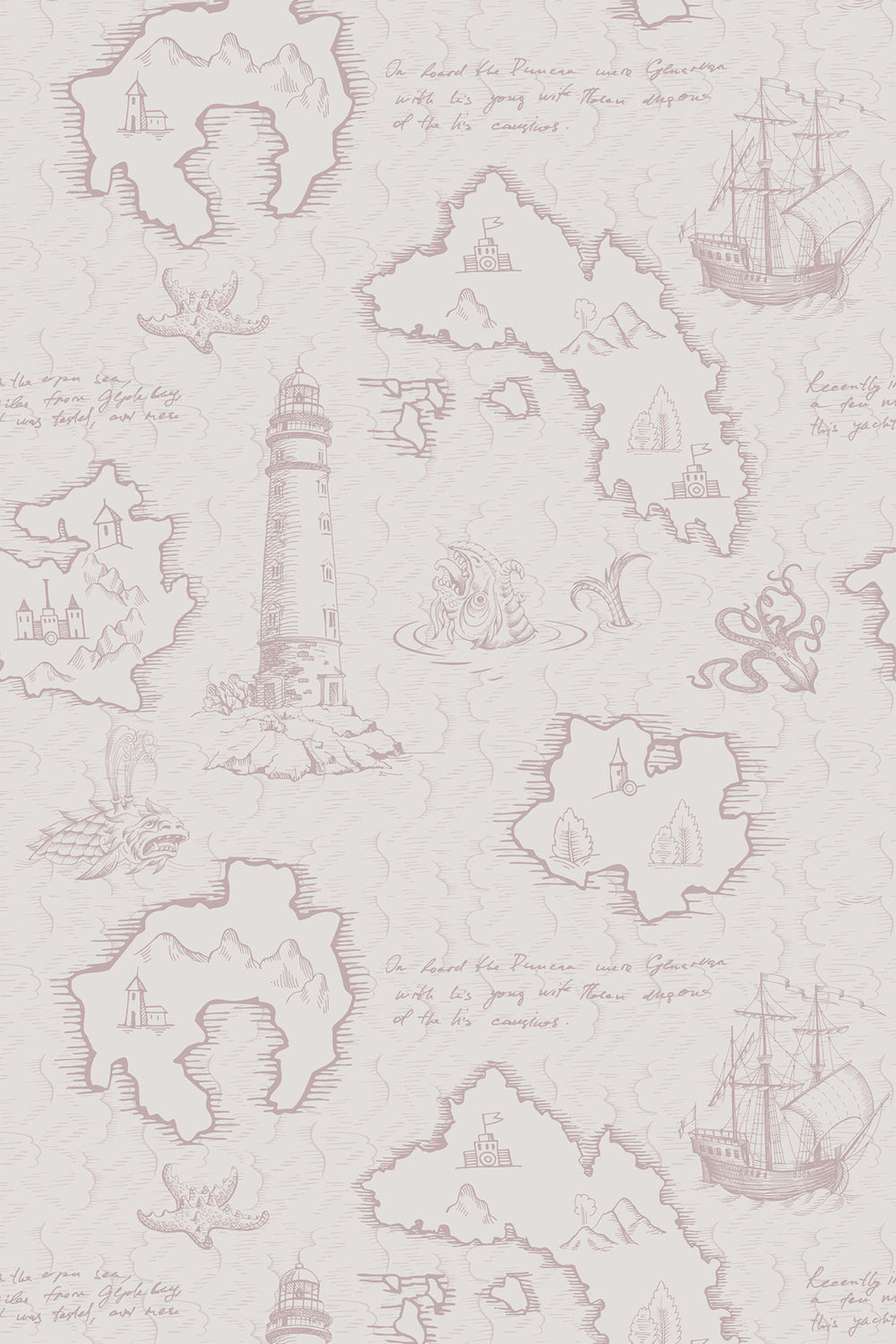 Pink sea map Peel and Stick Removable Wallpaper