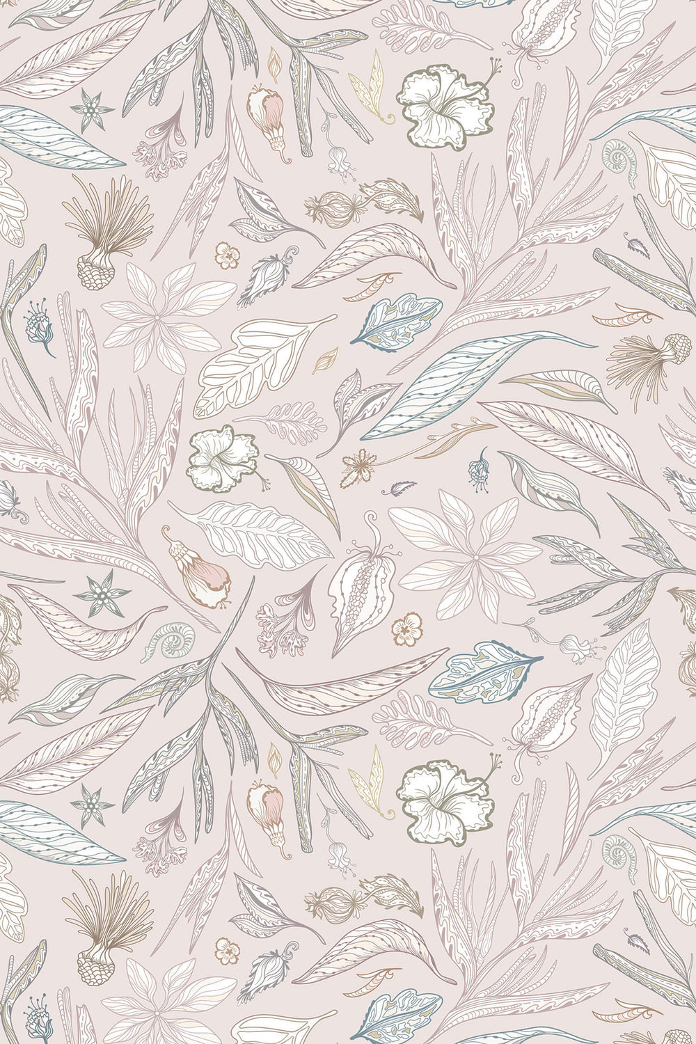 Neutral nature drawings Peel and Stick Removable Wallpaper