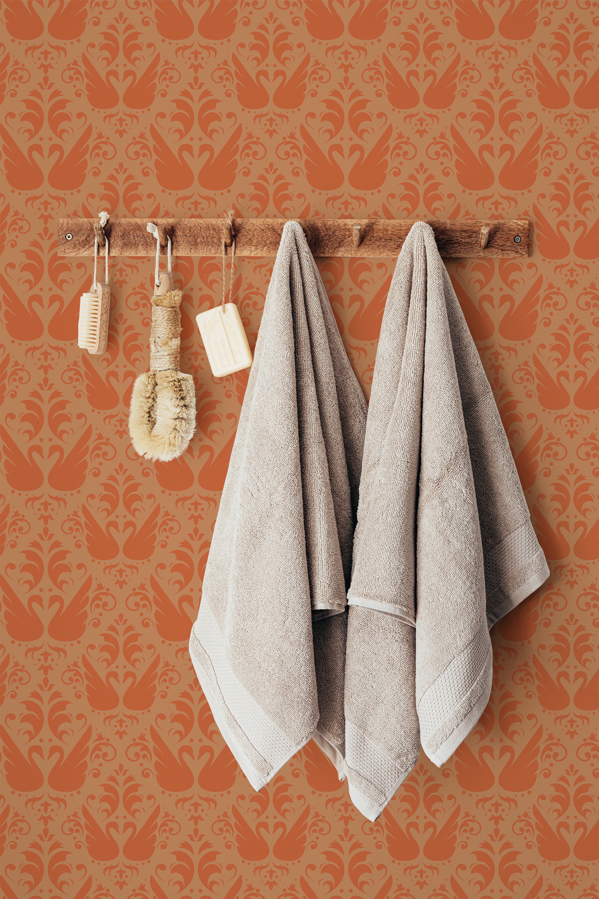 Orange Swan Removable or Traditional Wallpaper – La Grand Classique